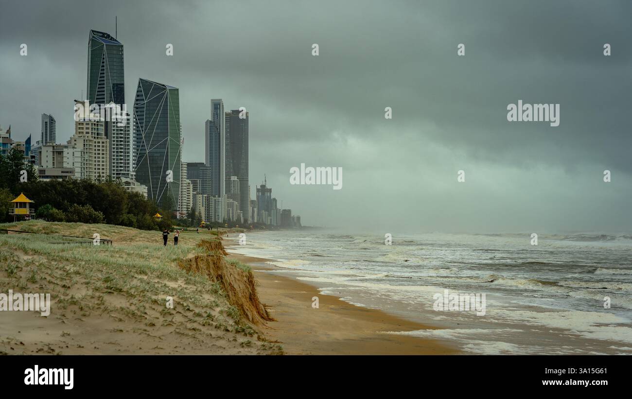 Gold Coast, QLD, Australia - Mar 7, 2025: Stormy weather with cyclone ...