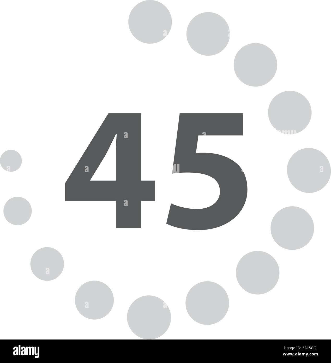 45 second timer clock. 45 sec stopwatch icon countdown time digital ...
