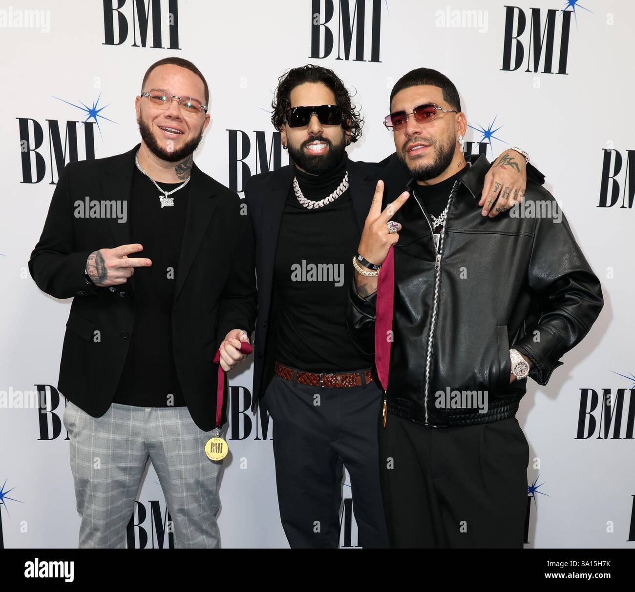 MIAMI BEACH, FLORIDA - MARCH 06: Frank Manuel Cruz, DJ Luian and Ryan ...