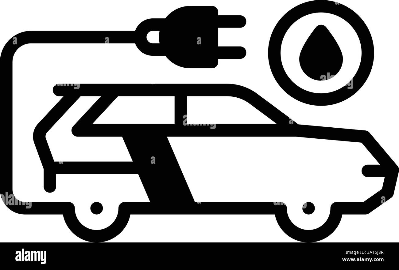 Hybrid car icon plug Black and White Stock Photos & Images - Alamy