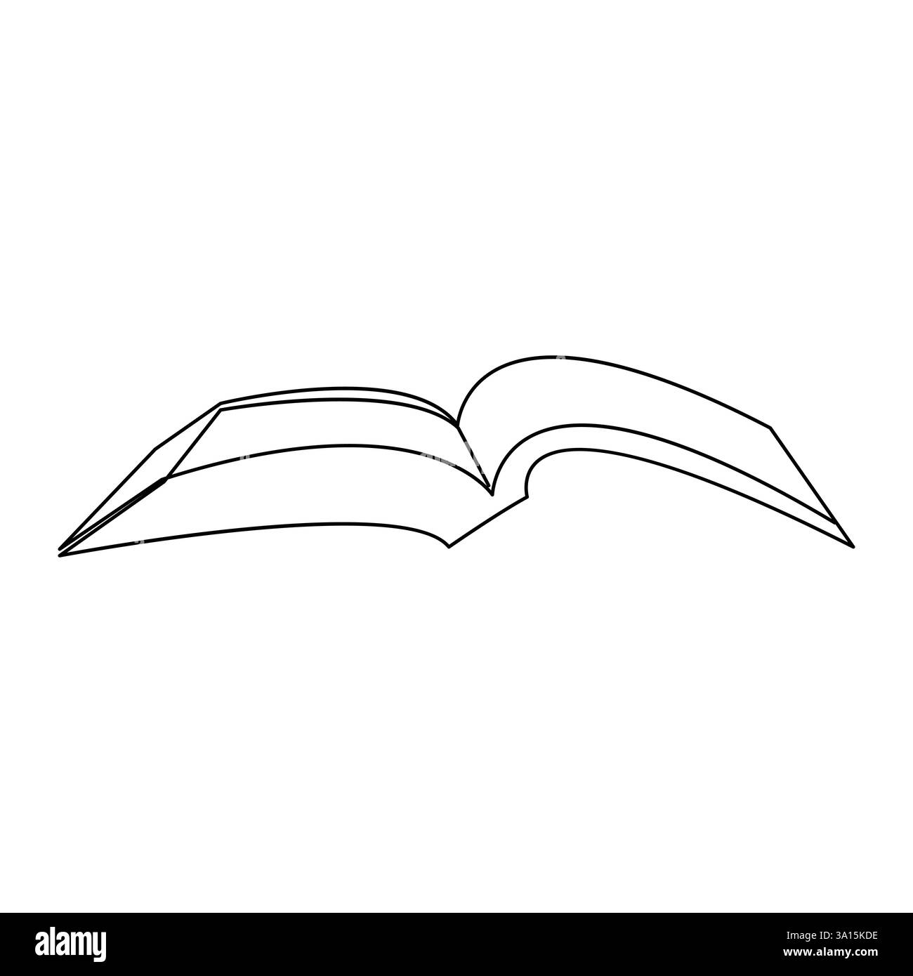 Continuous single line drawing books hand drawn isolated outline vector ...