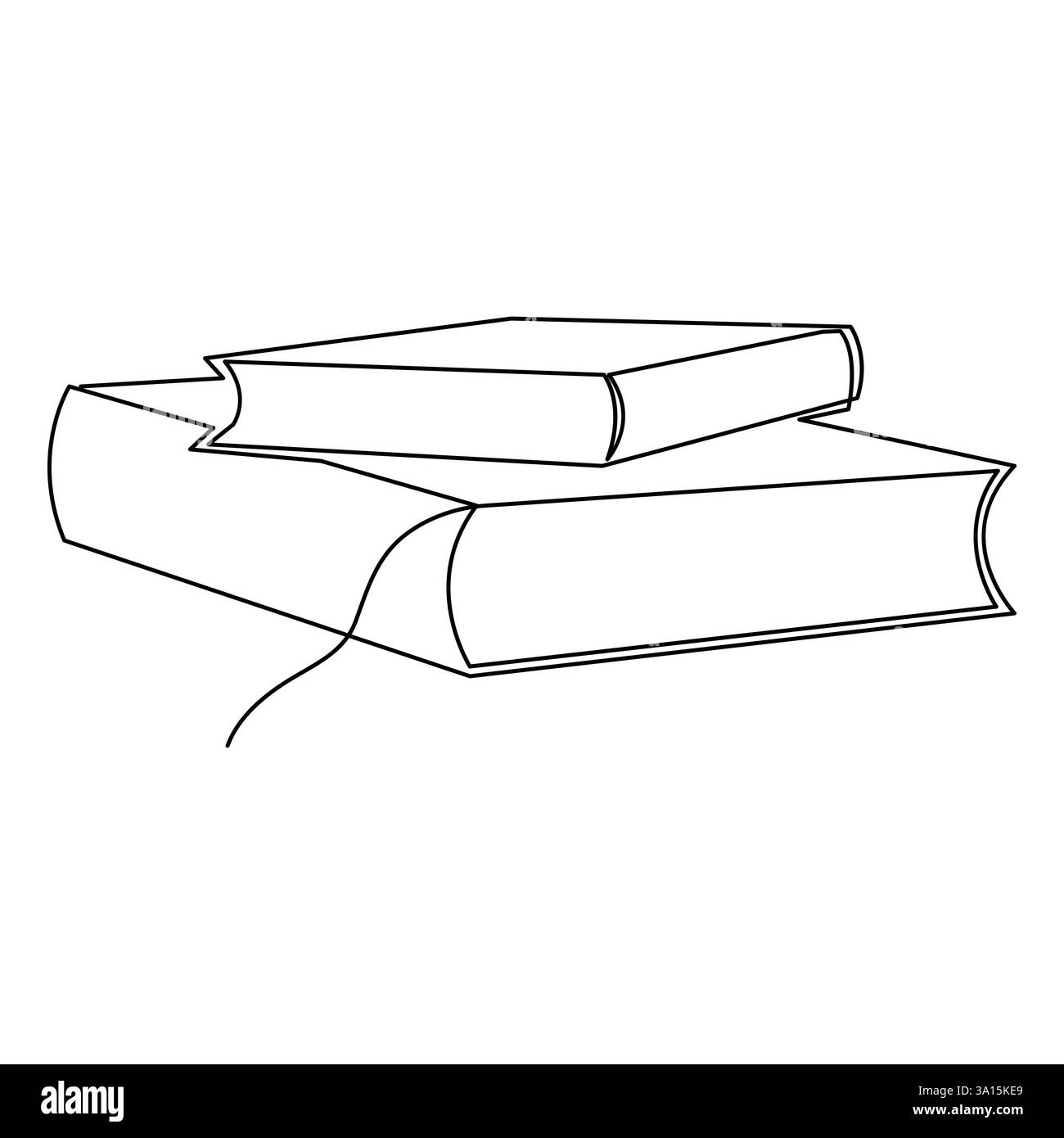 Continuous single line drawing books hand drawn isolated outline vector ...