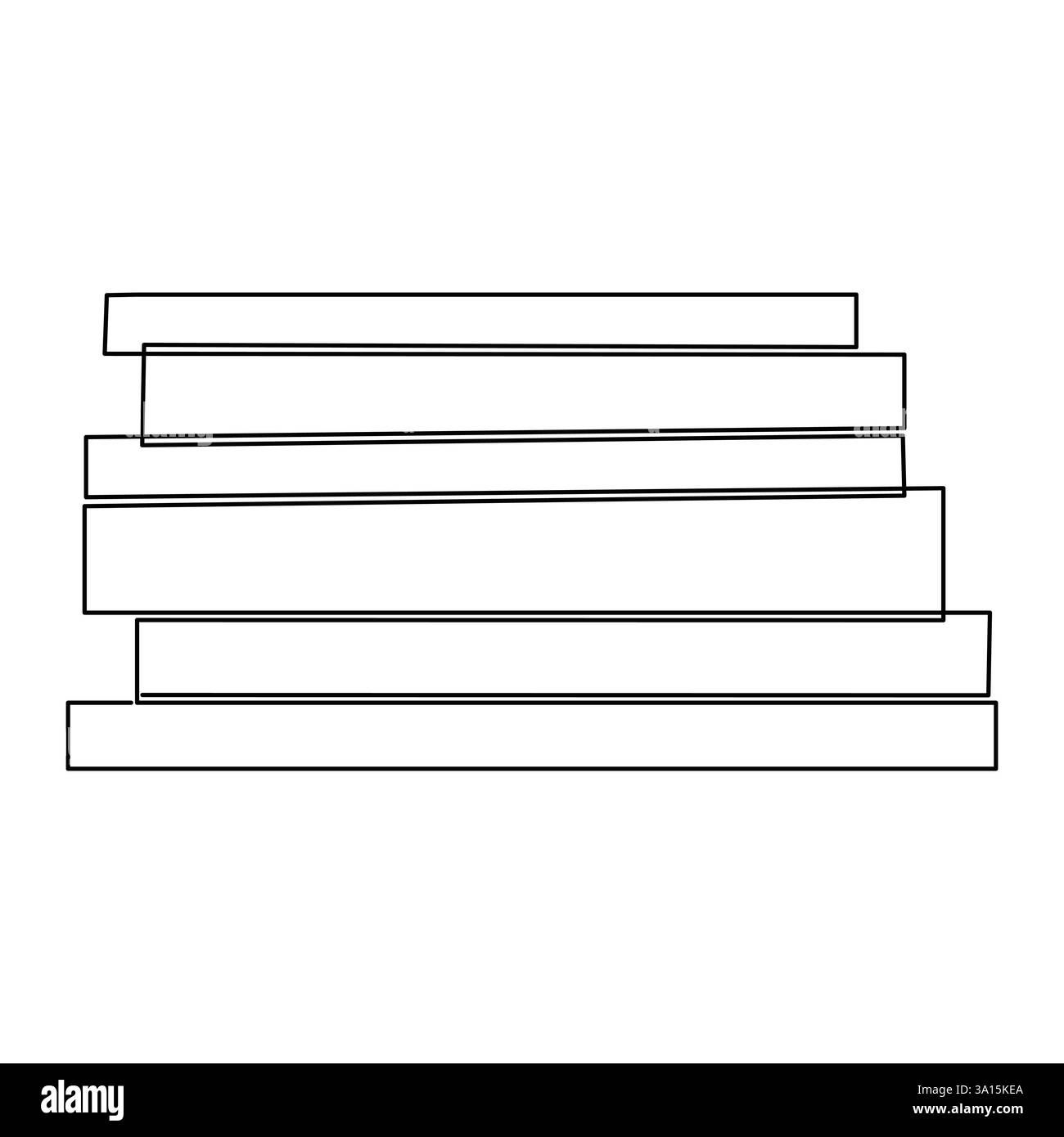 Continuous single line drawing books hand drawn isolated outline vector ...