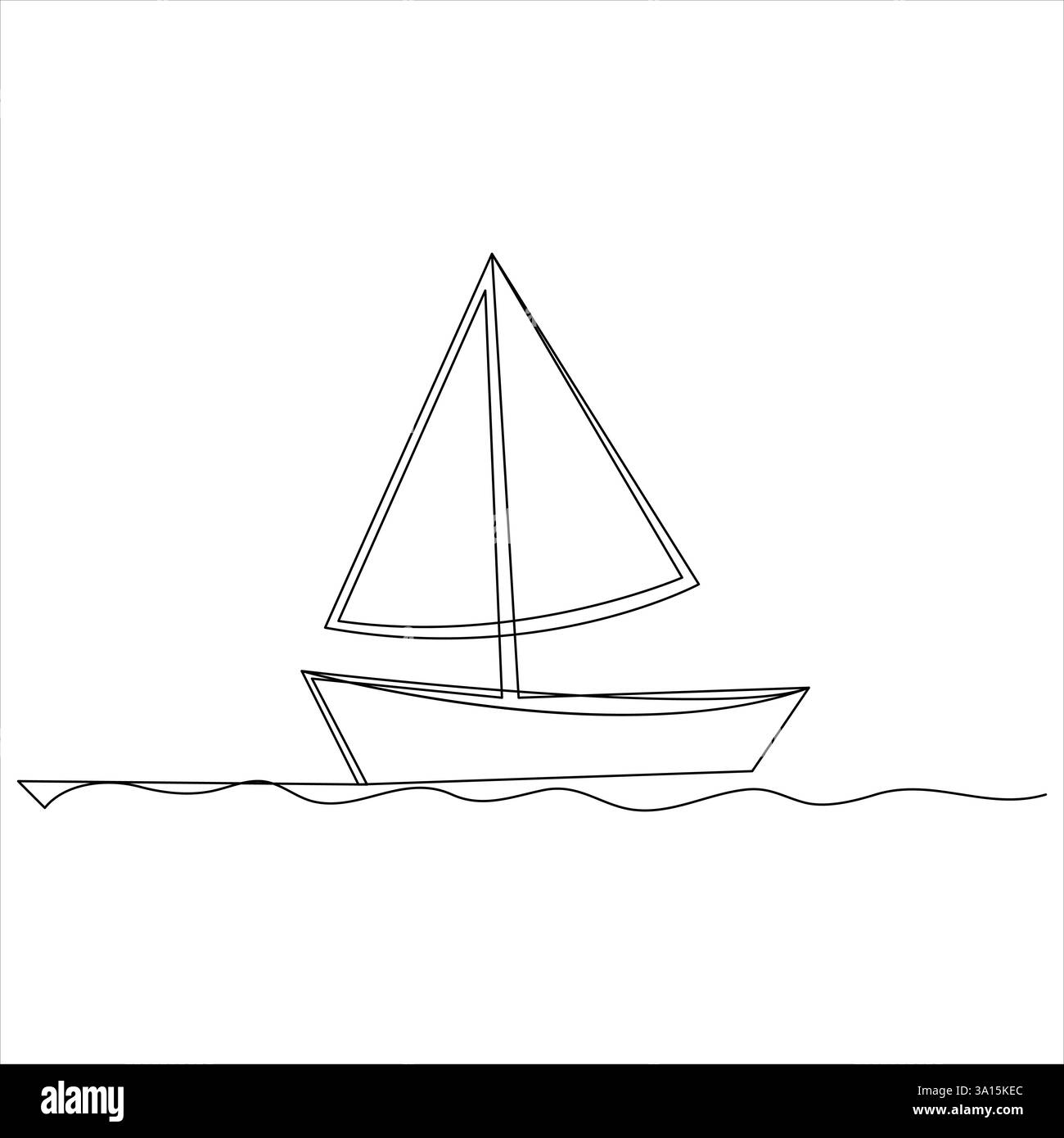 Continuous one line art drawing sailboat vector and cute boat sketch ...