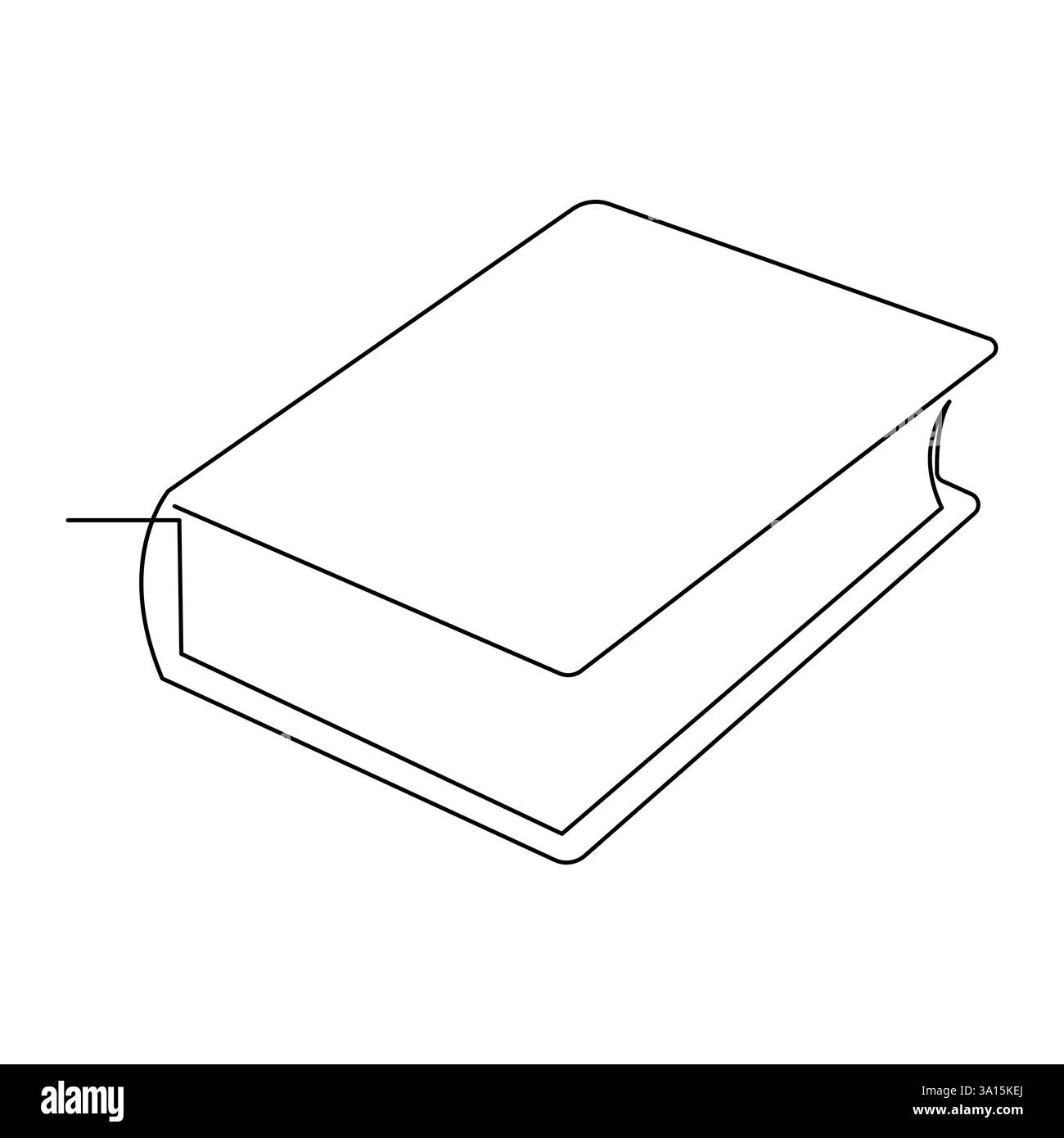 Continuous single line drawing books hand drawn isolated outline vector ...