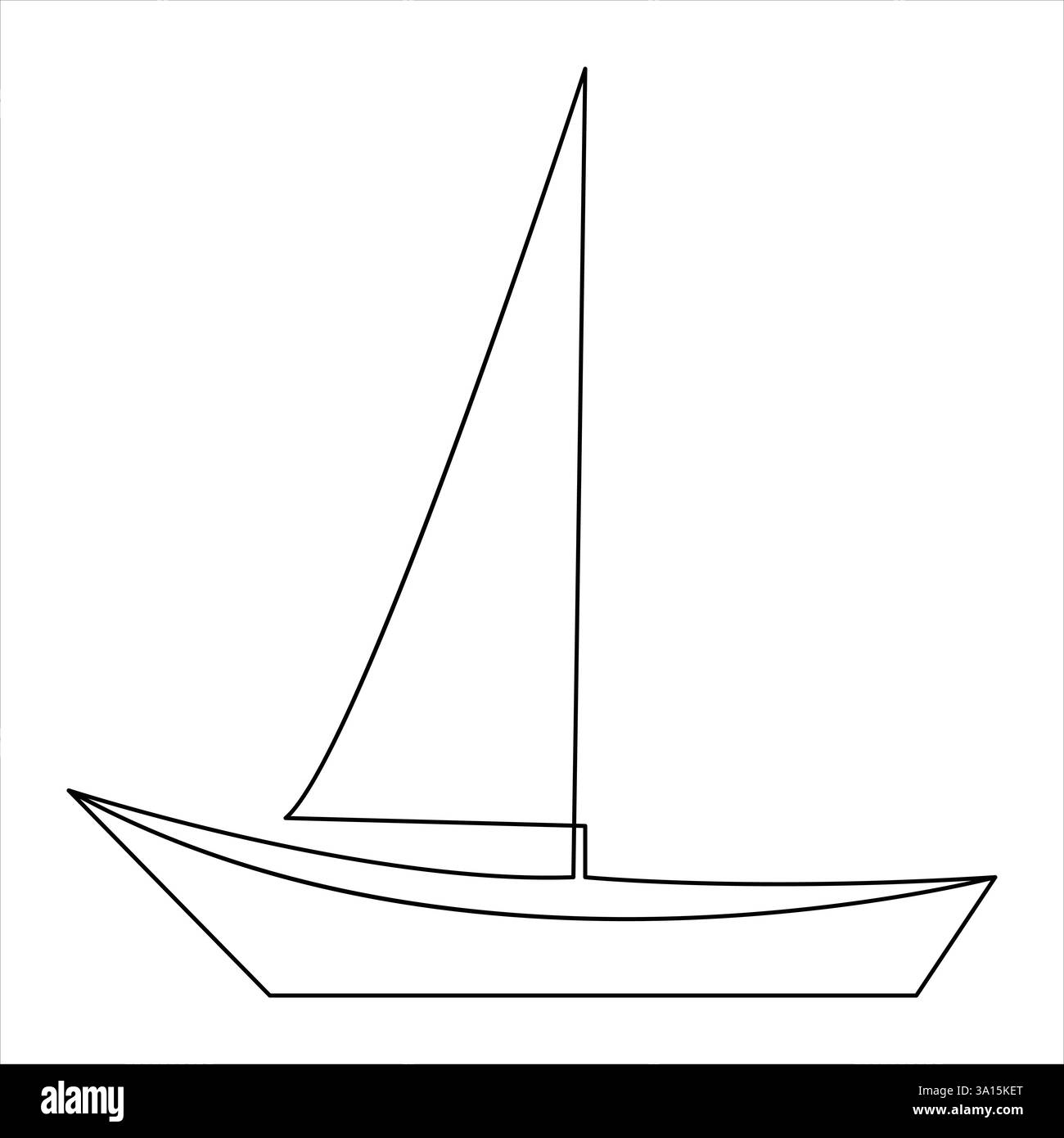Continuous one line art drawing sailboat vector and cute boat sketch ...