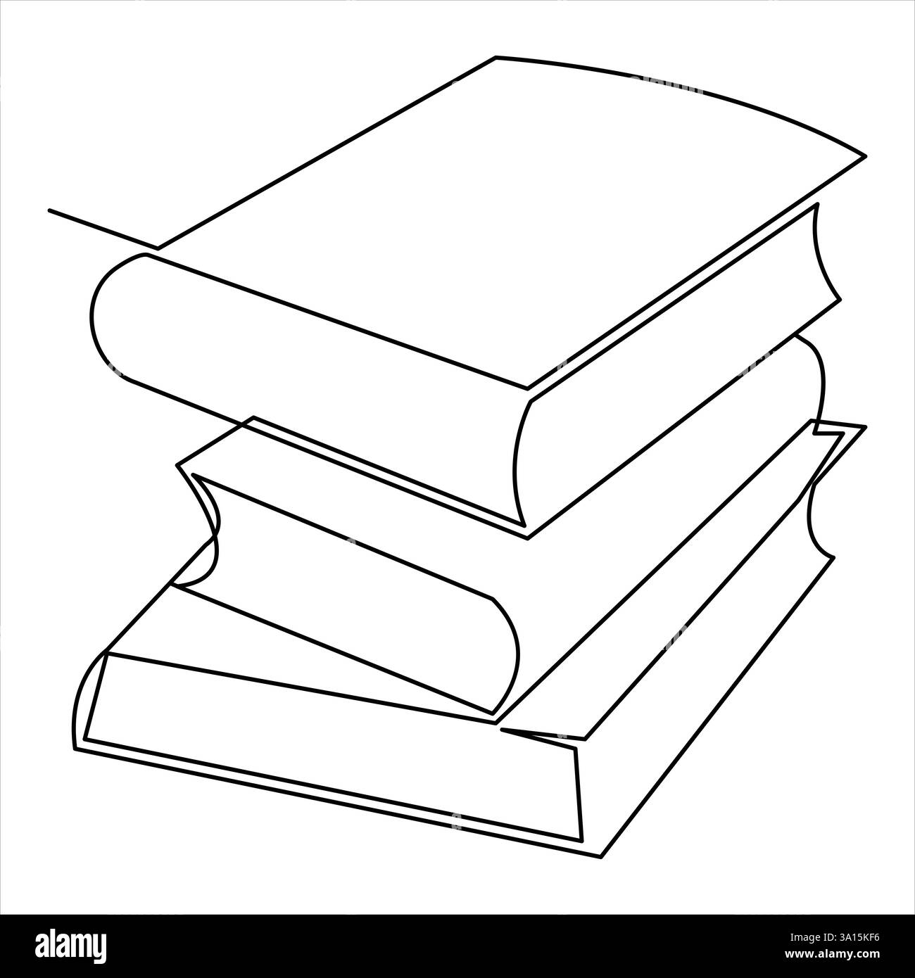 Continuous single line drawing books hand drawn isolated outline vector ...
