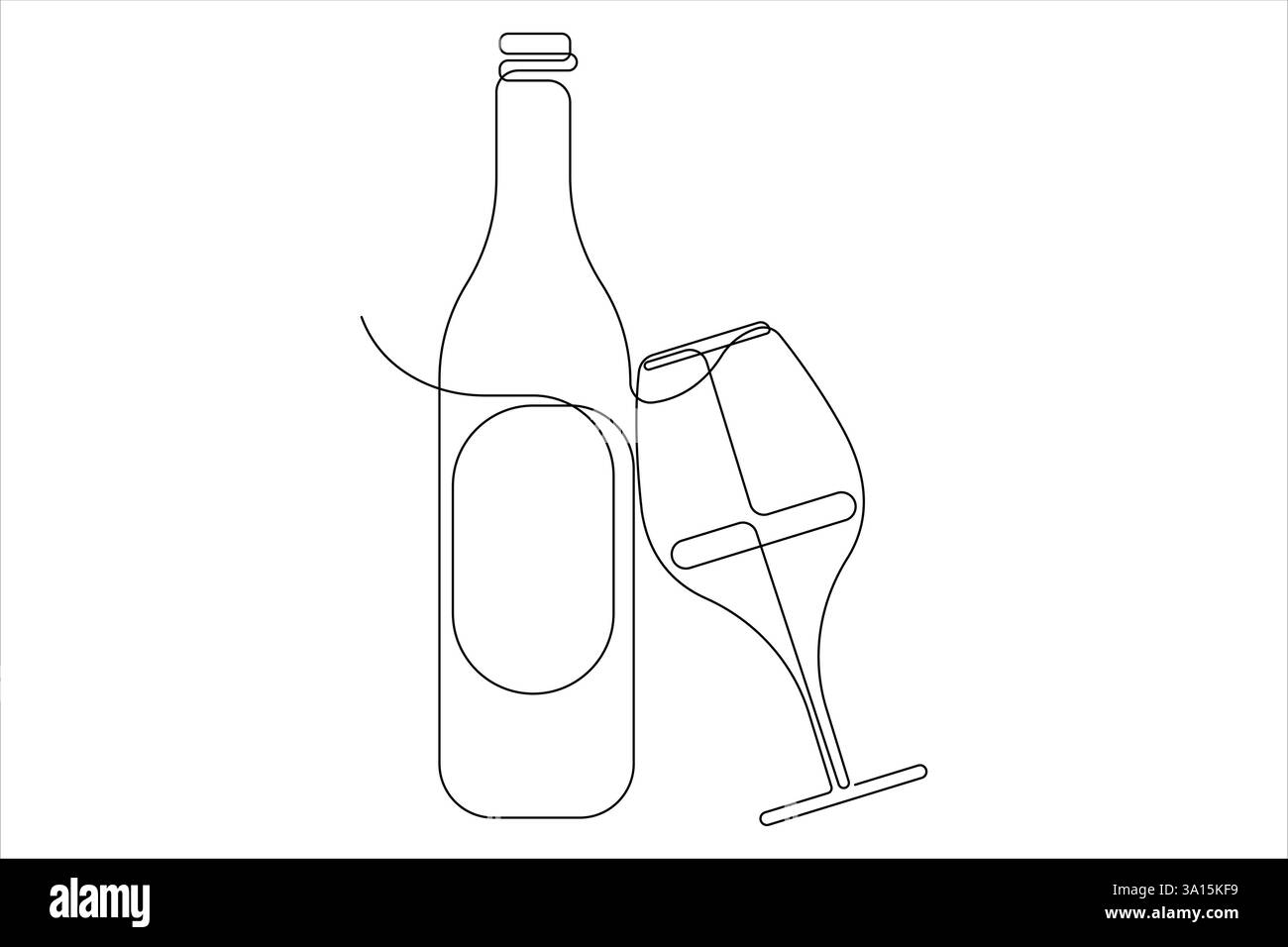 Wine bottle continuous one single line art drawing of design outline vector minimalism ...