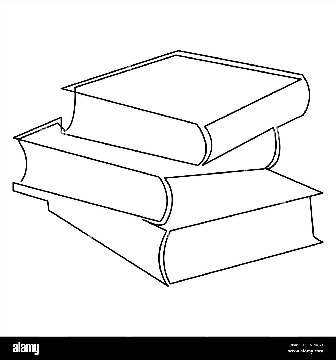 Continuous single line drawing books hand drawn isolated outline vector ...