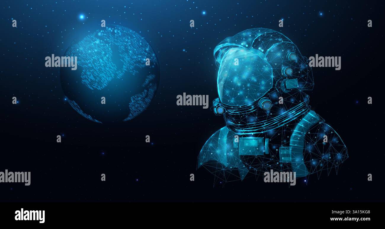 Digital particle glowing earth hi-res stock photography and images - Alamy