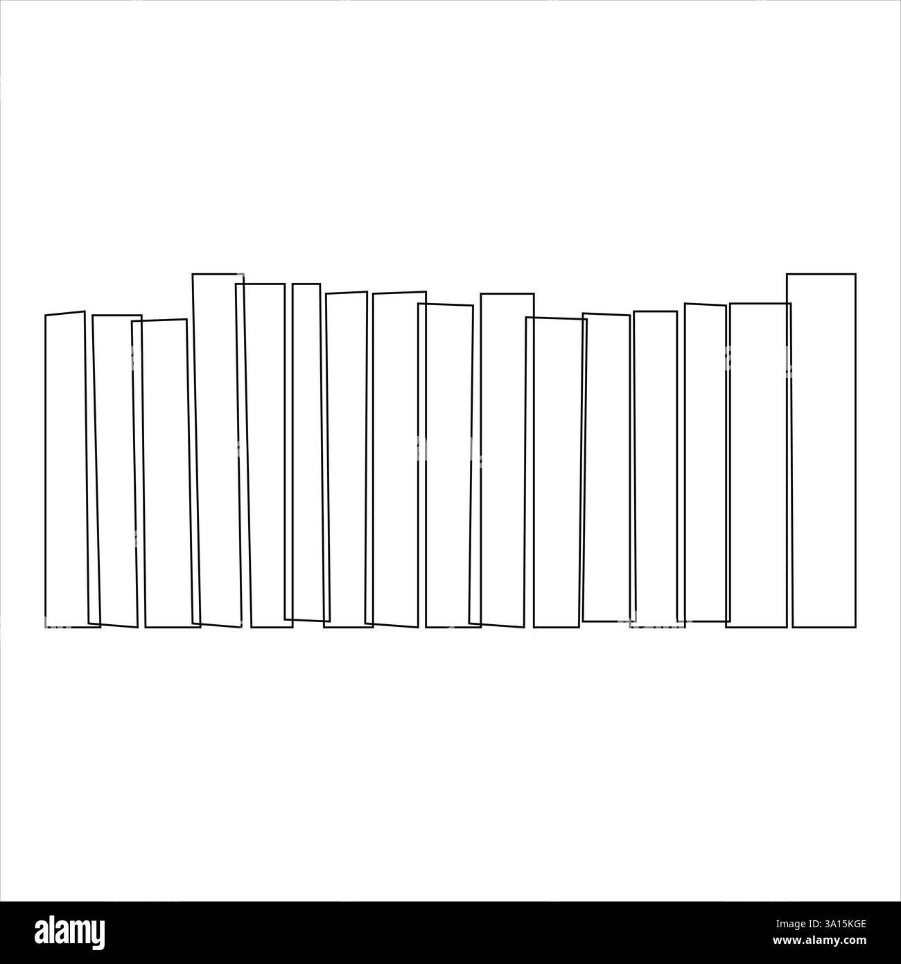 Continuous single line drawing books hand drawn isolated outline vector ...
