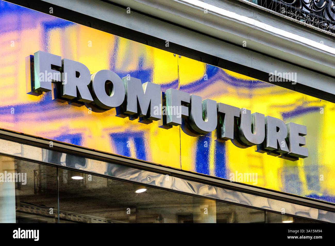 "From Future" typographic sign above clothing store window - Paris ...