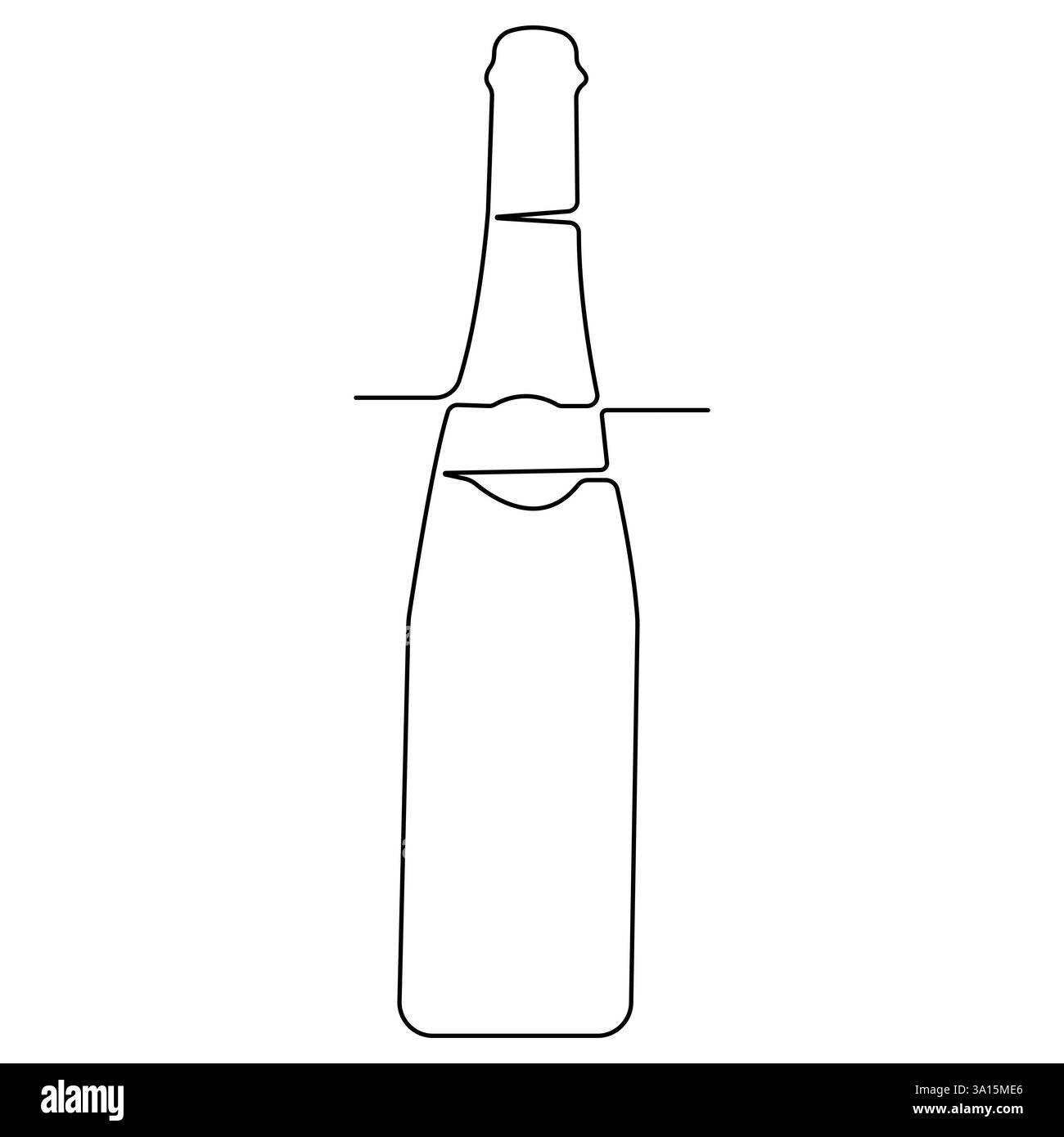 Continuous single line art drawing of wine bottle alcohol drink in ...