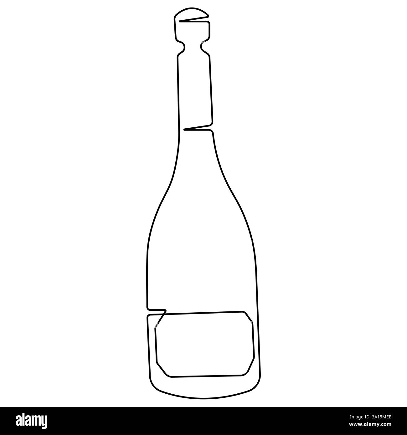 Continuous single line art drawing of wine bottle alcohol drink in ...