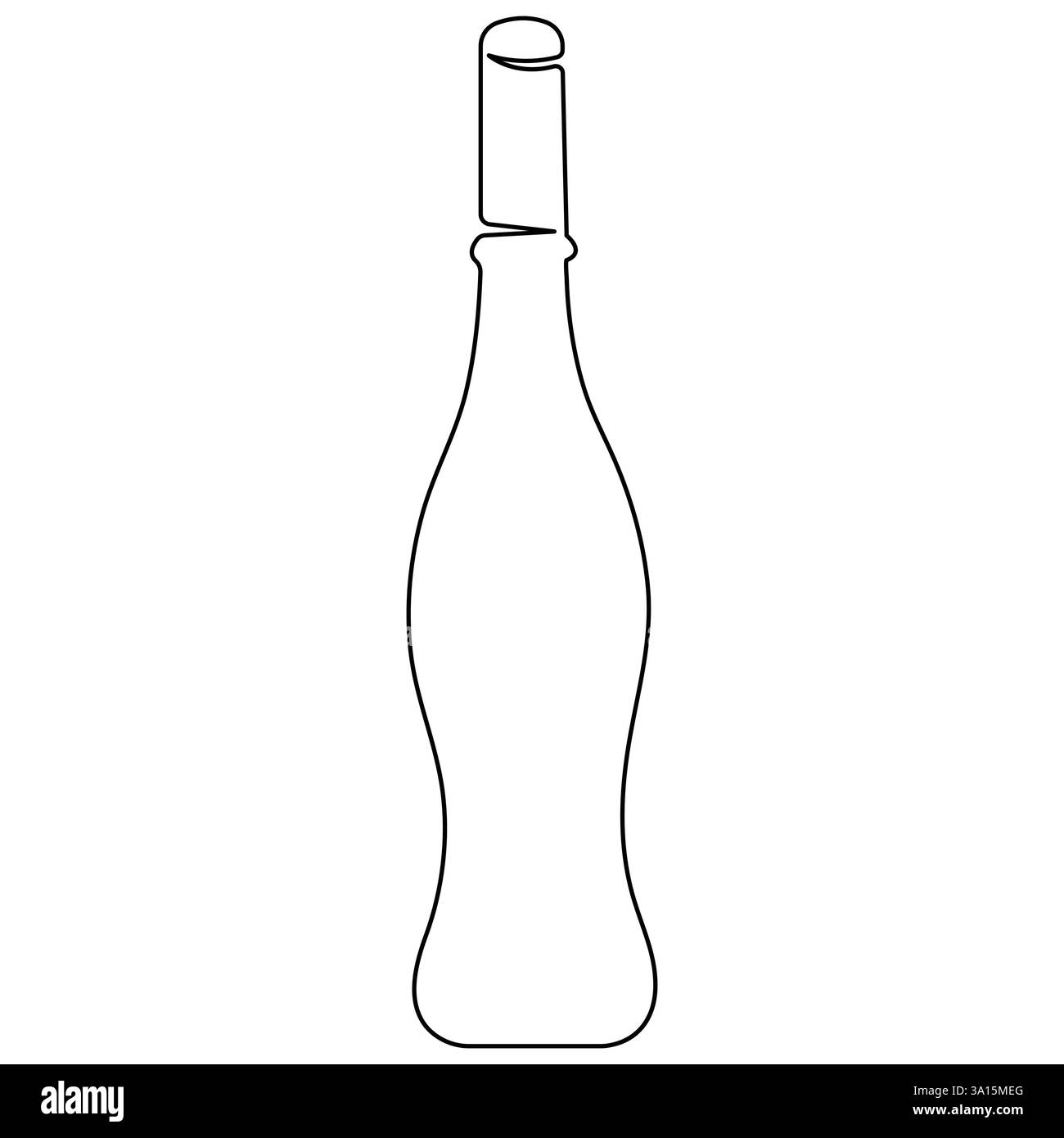 Continuous single line art drawing of wine bottle alcohol drink in ...