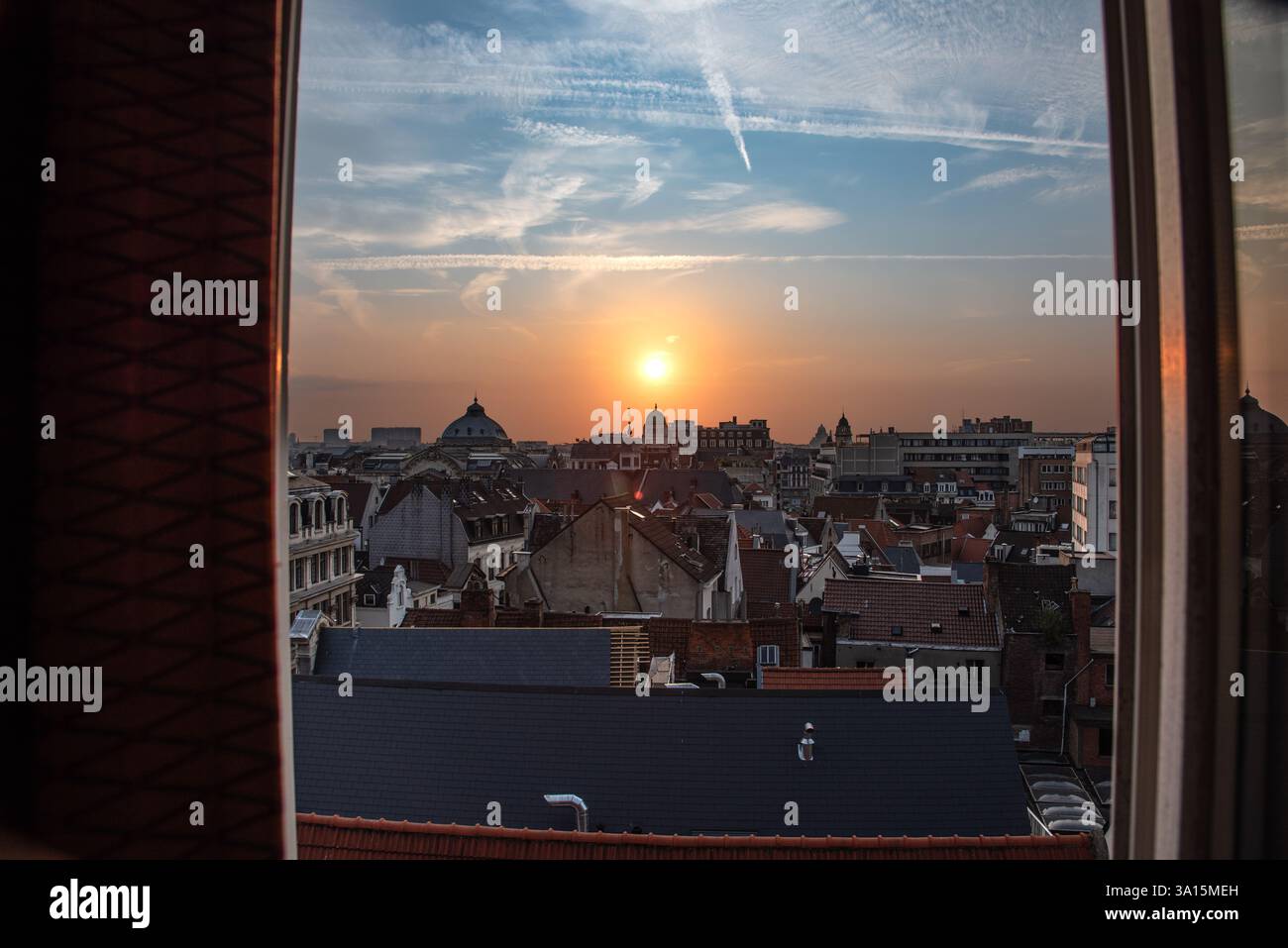 Sunset View Over Brussels Rooftops from an Open Window - Brussels ...