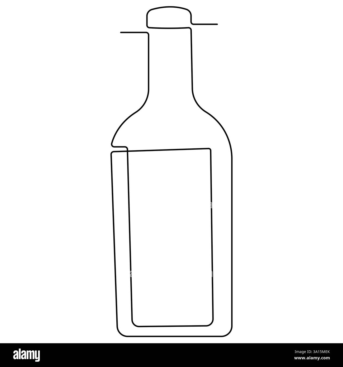 Continuous single line art drawing of wine bottle alcohol drink in ...