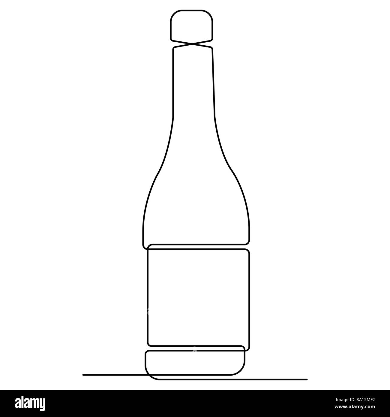 Continuous single line art drawing of wine bottle alcohol drink in ...