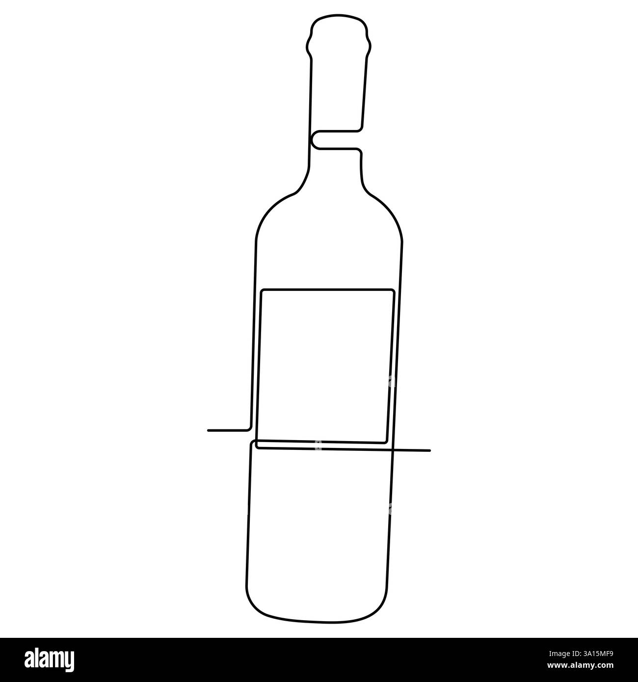 Continuous single line art drawing of wine bottle alcohol drink in ...