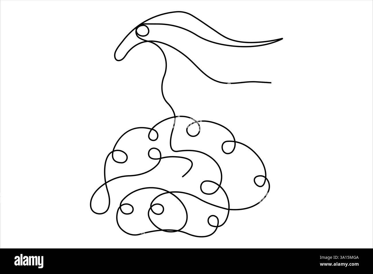Human brain continuous one line drawing of art vector illustration and ...
