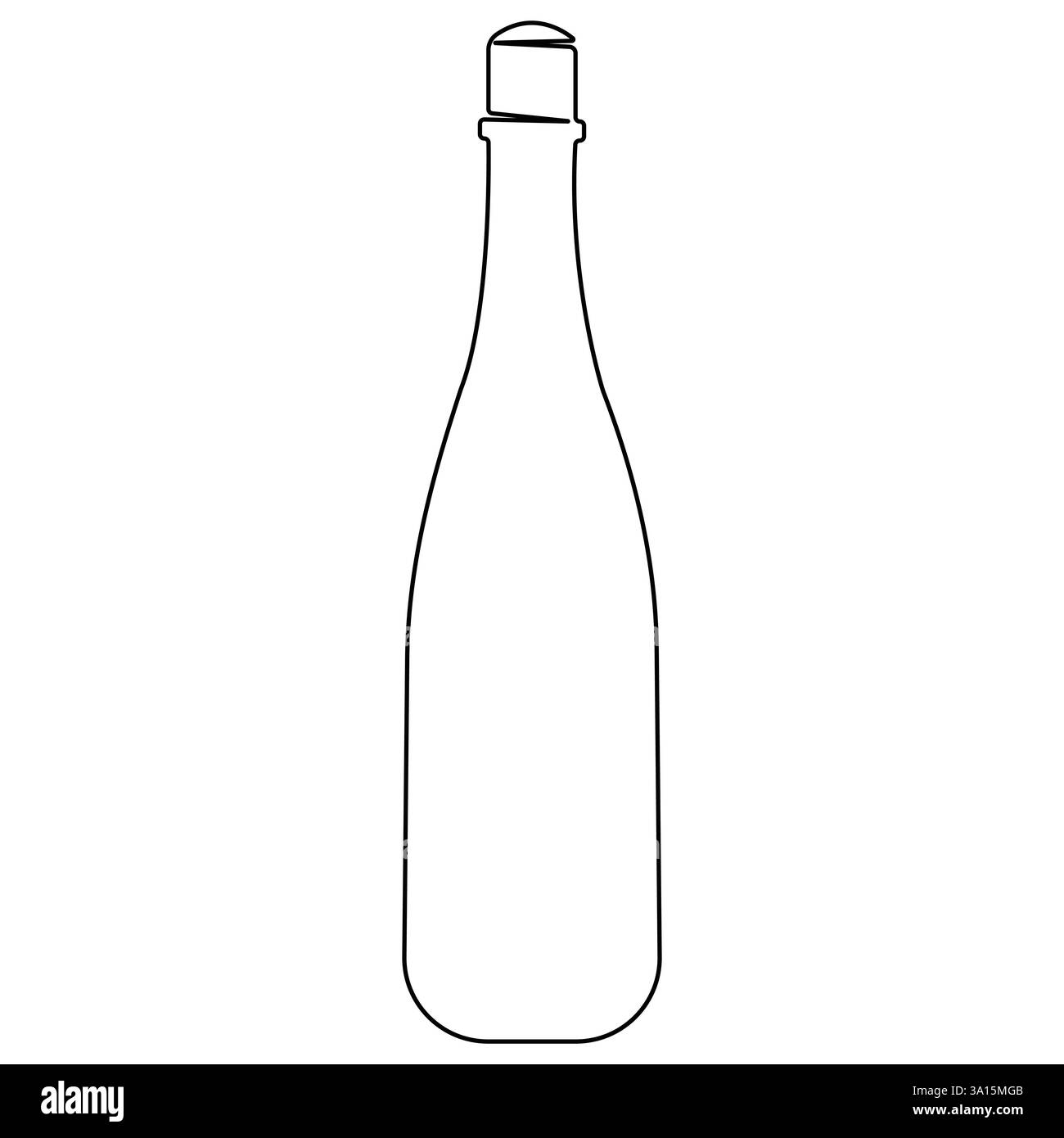 Continuous single line art drawing of wine bottle alcohol drink in ...