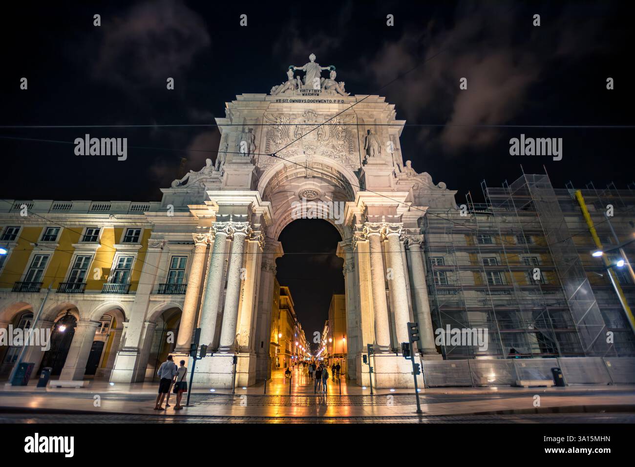 Night View of the Rua Augusta Arch in Praça do Comércio - Lisbon ...