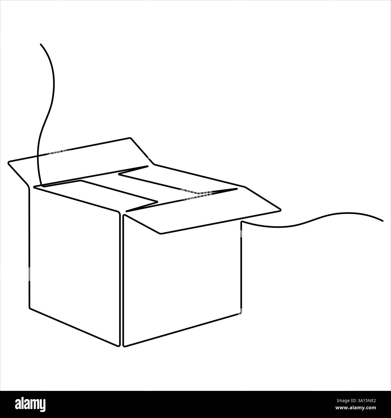 Continuous box single line art drawing outline vector illustration ...