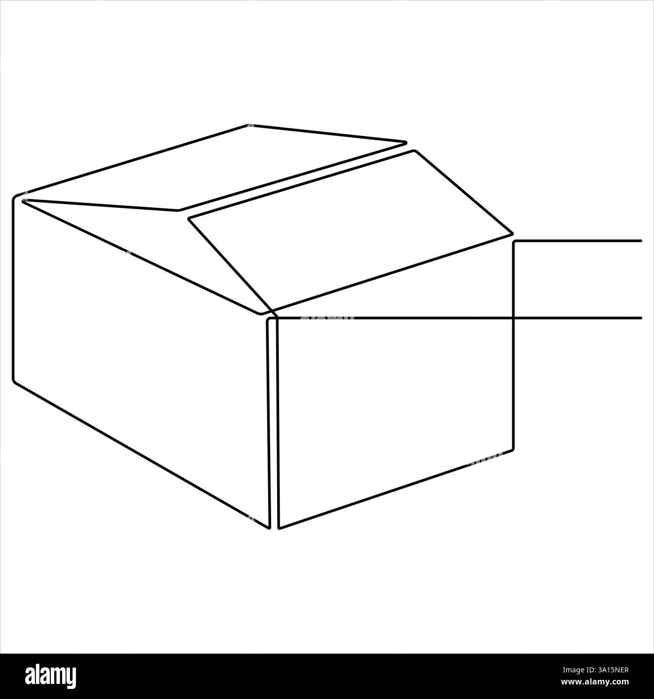 Continuous box single line art drawing outline vector illustration ...