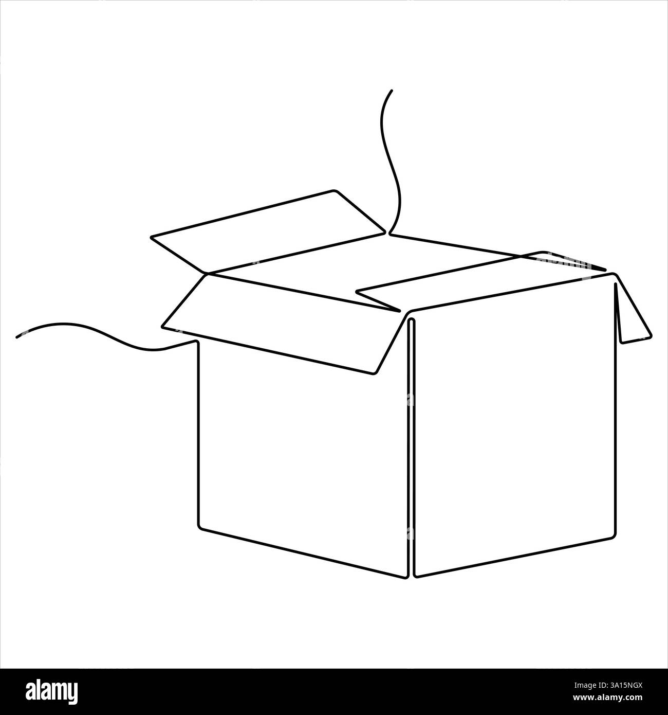 Continuous box single line art drawing outline vector illustration ...