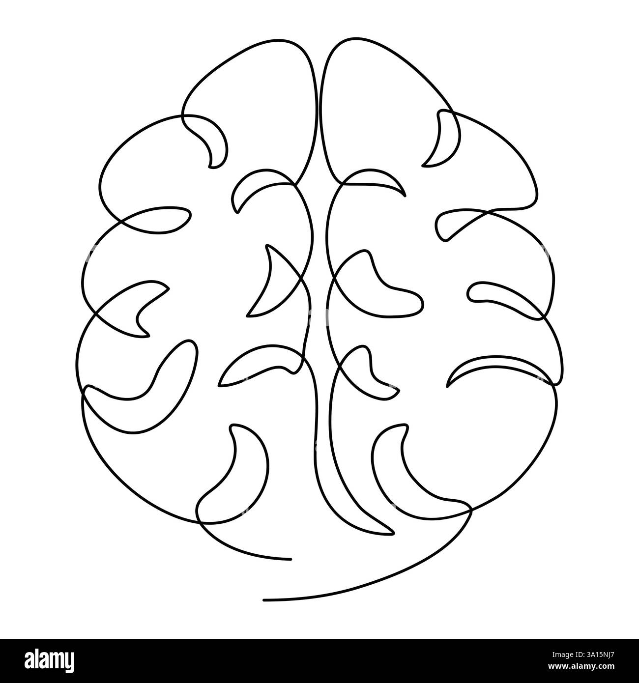 Continuous single line art drawing of human brain icon and outline ...