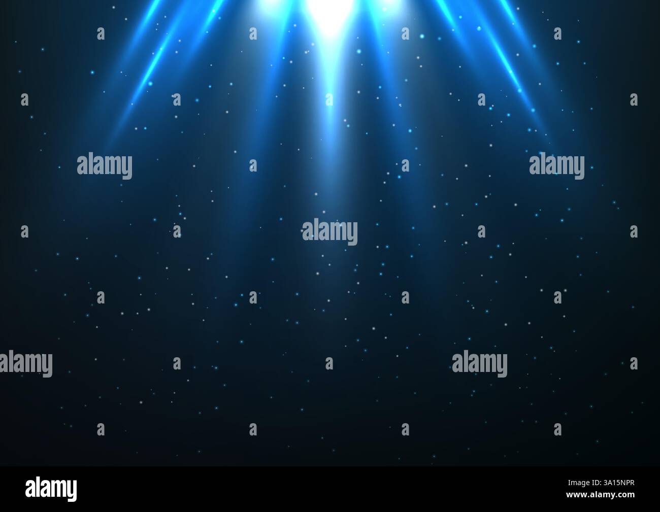 dark background illuminated by bright blue light beams, sprinkled with ...