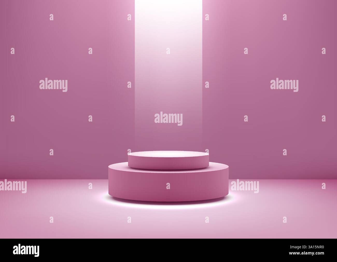 bright spotlight highlights a 3d pink cylindrical podium, elegant and ...