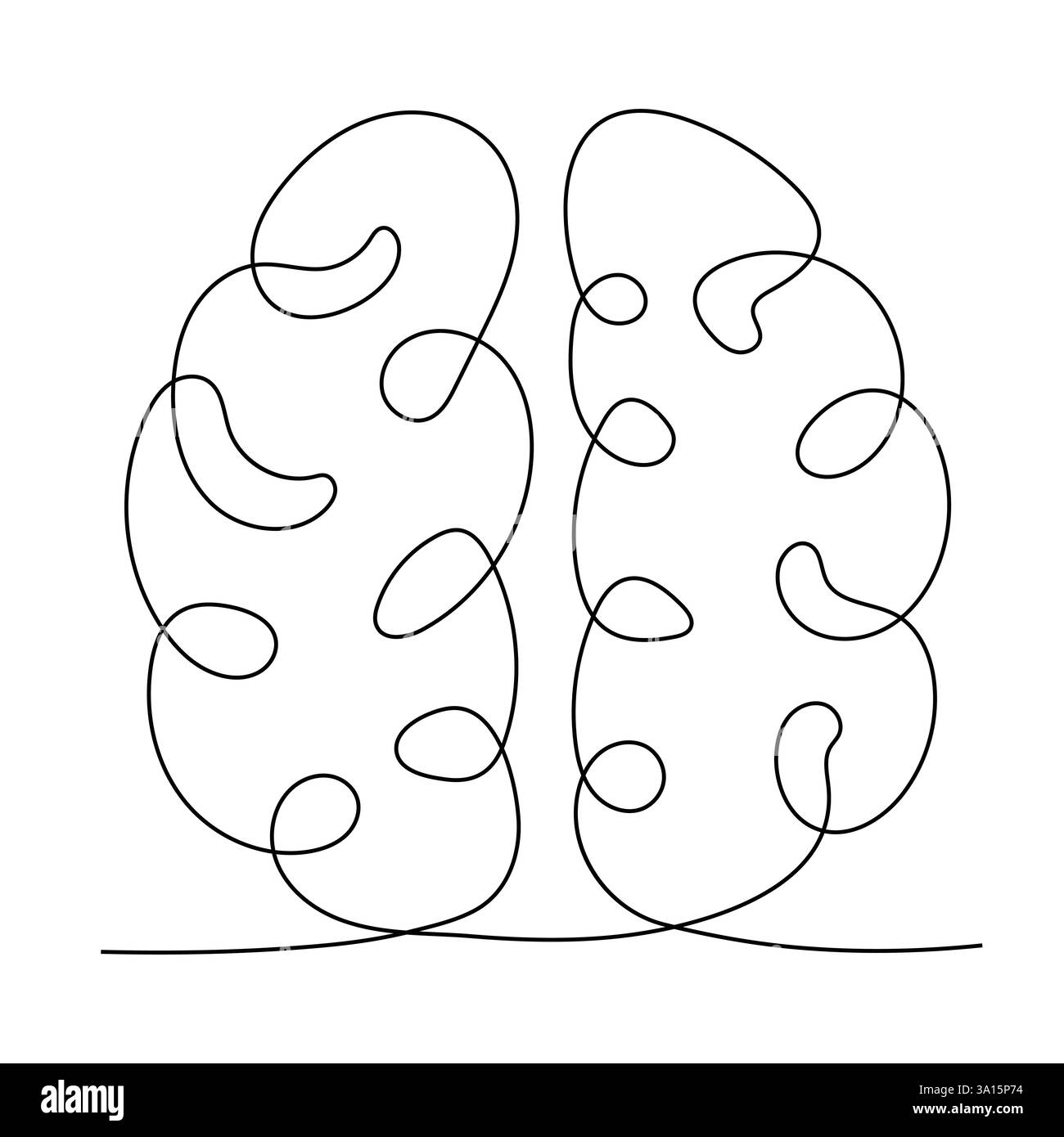 Continuous single line art drawing of human brain icon and outline ...