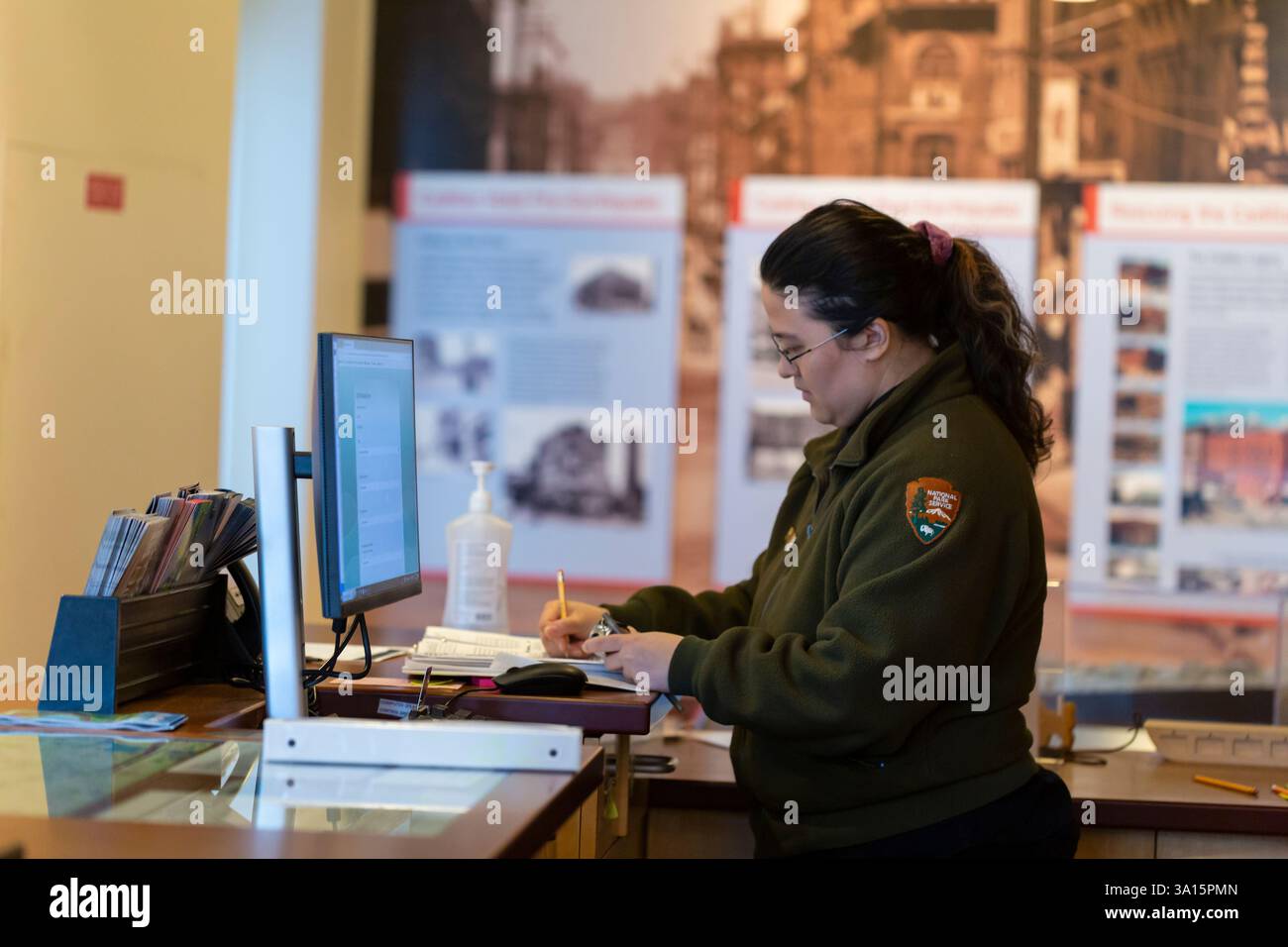 Seattle, Washington, USA. 6th March 2025. A National Park Ranger works ...