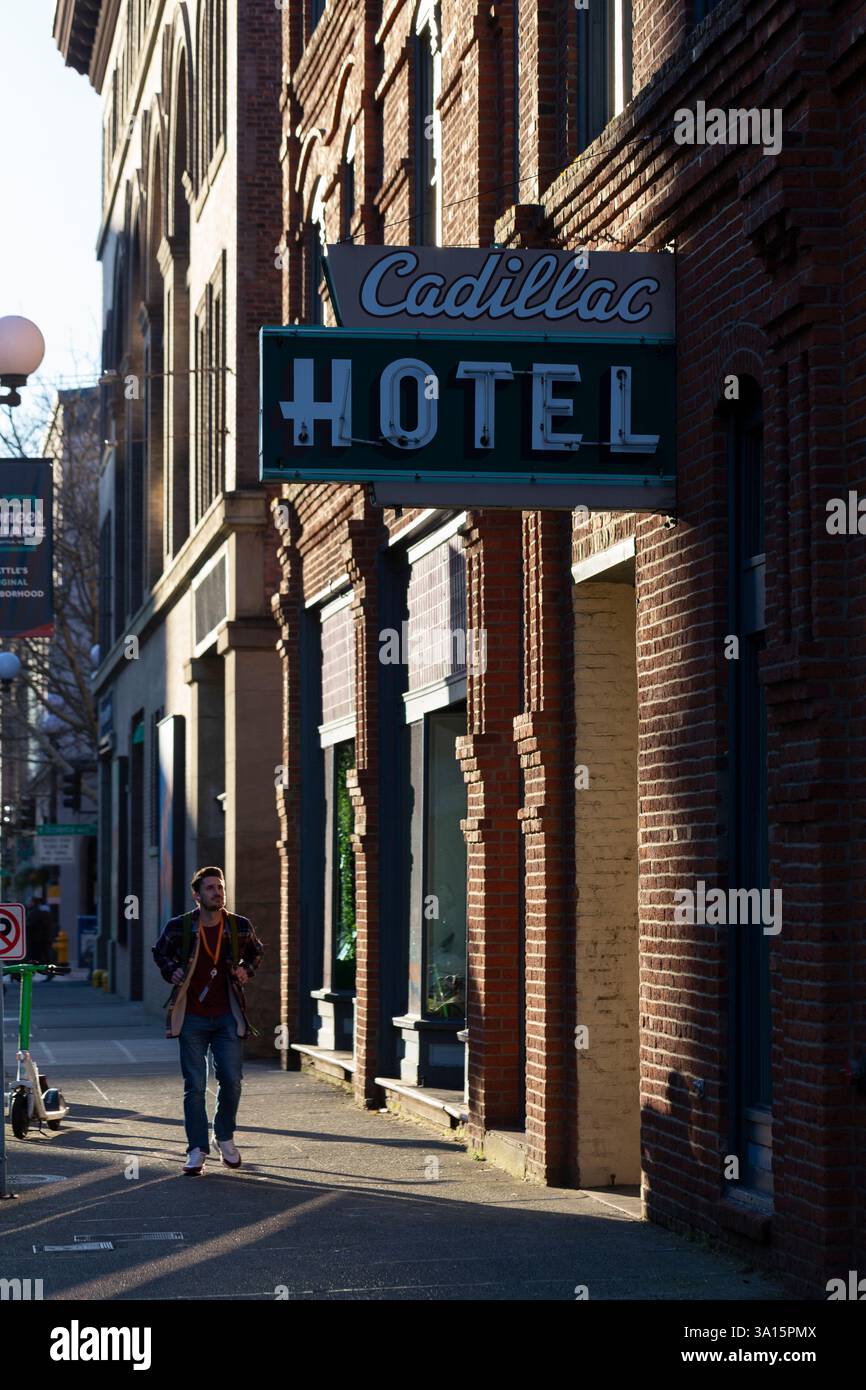 Seattle, Washington, USA. 6th March 2025. The sun sets over Klondike ...