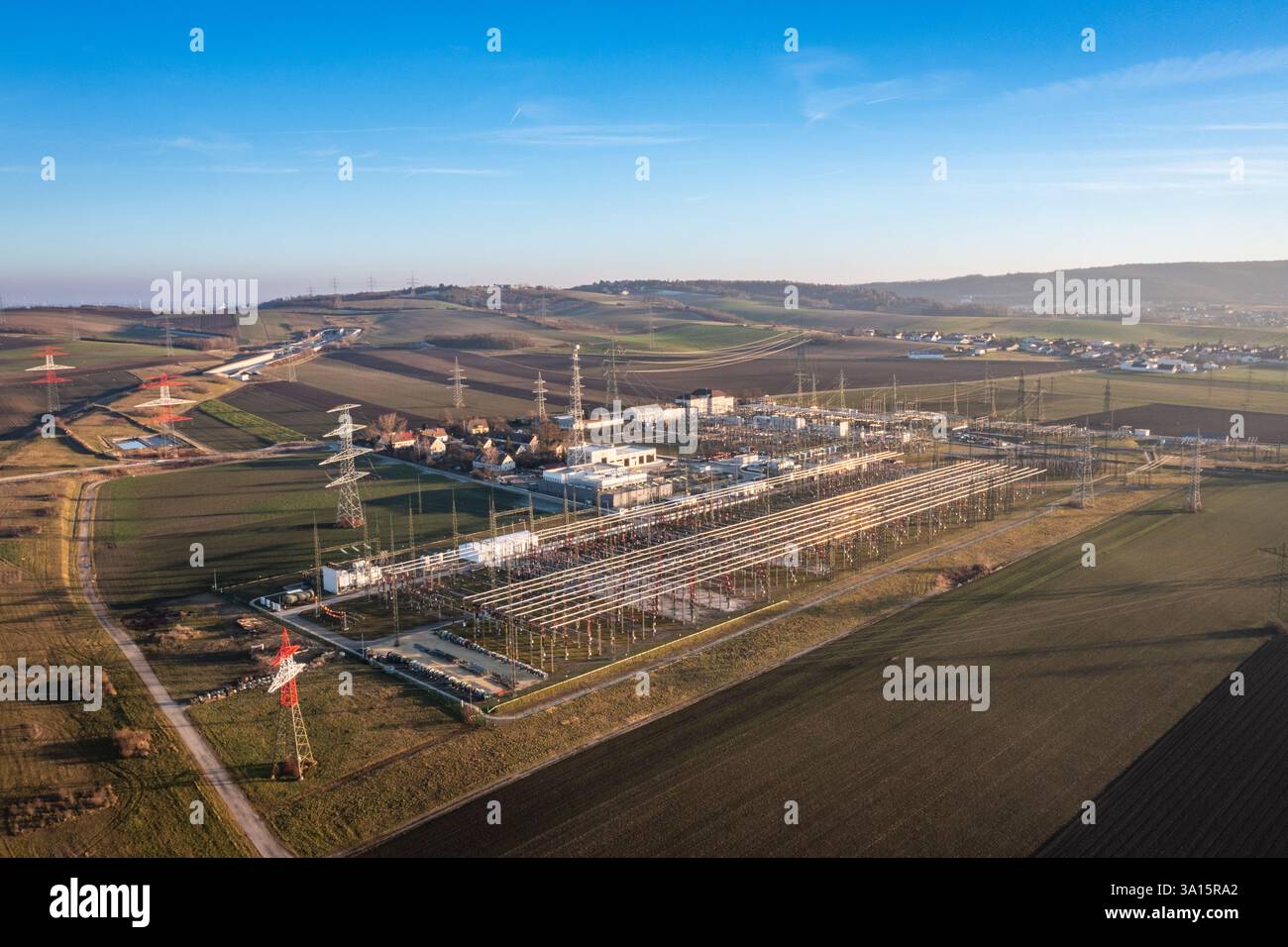 Aerial View of a Power Distribution Center. Electricity Infrastructure ...