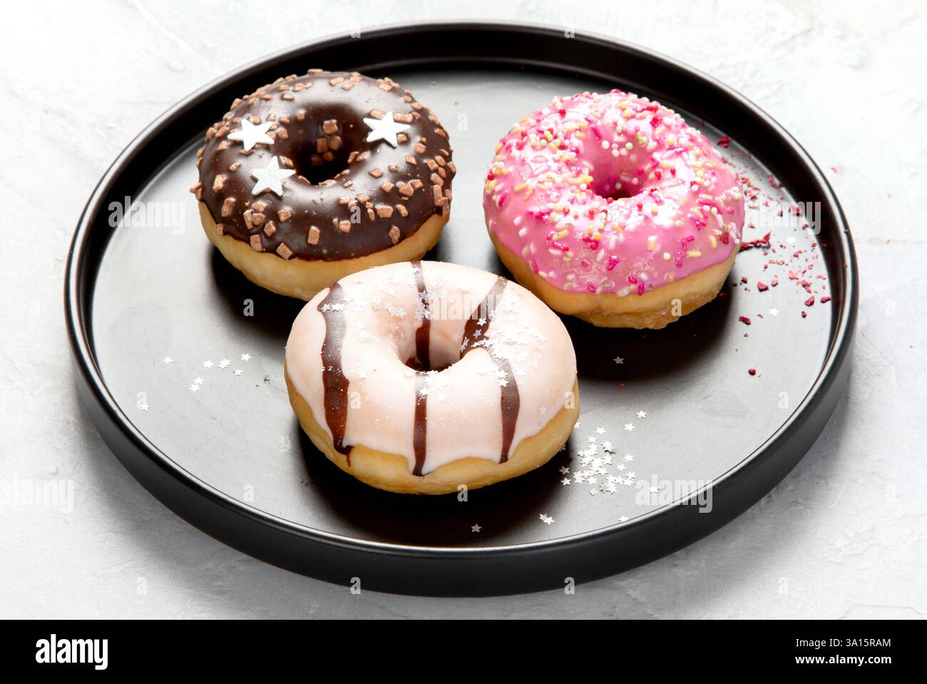 Different type of donuts. top view Stock Photo - Alamy