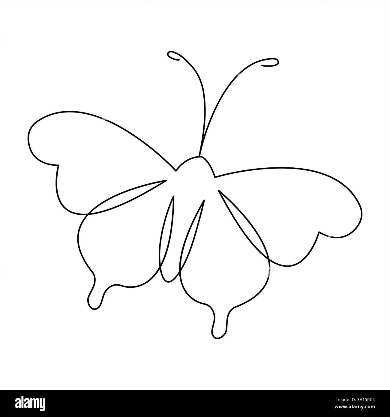 Continuous single line butterfly design hand drawn minimalism outline ...