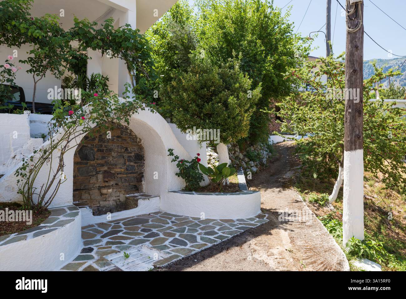 Architecture in the pretty Vlahia village, North Evia, Greece Stock ...
