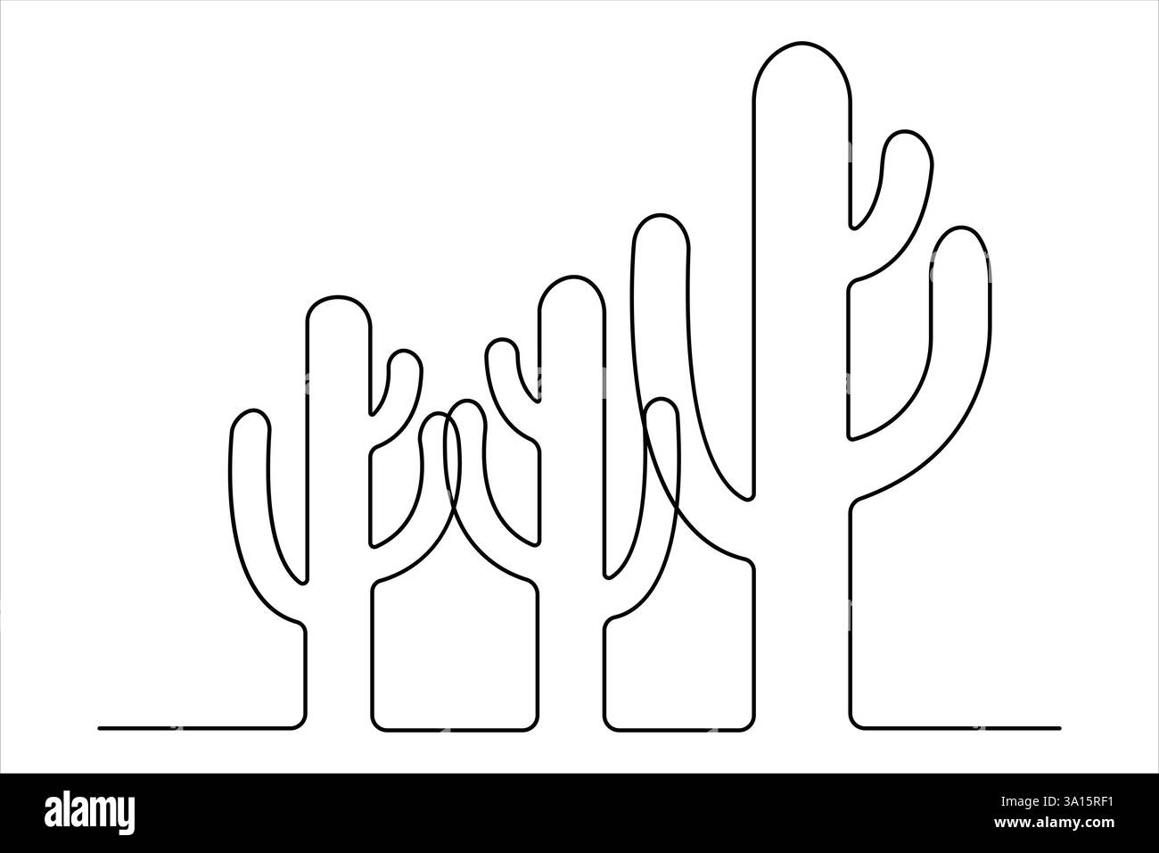 Continuous one line art drawing of cactus illustration Stock Vector ...