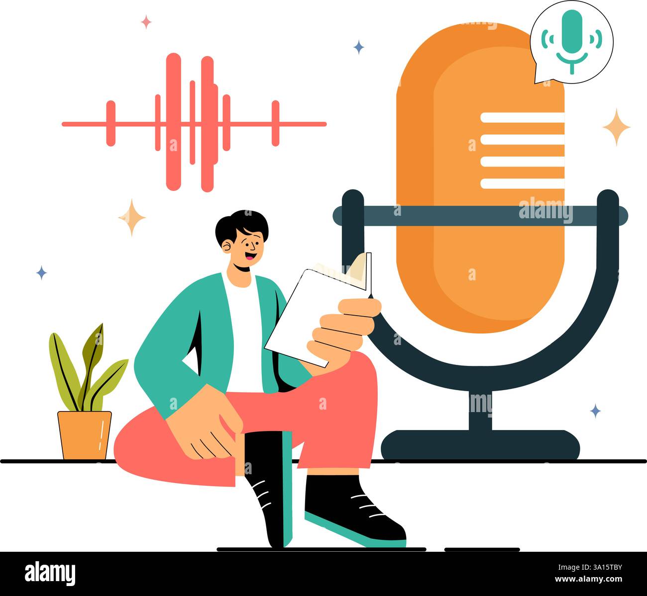 Voice Acting Vector Illustration featuring a Movie Production Cast ...