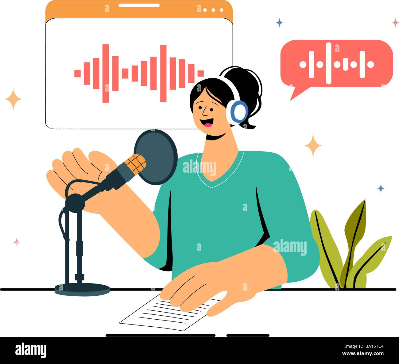 Voice Acting Vector Illustration featuring a Movie Production Cast ...