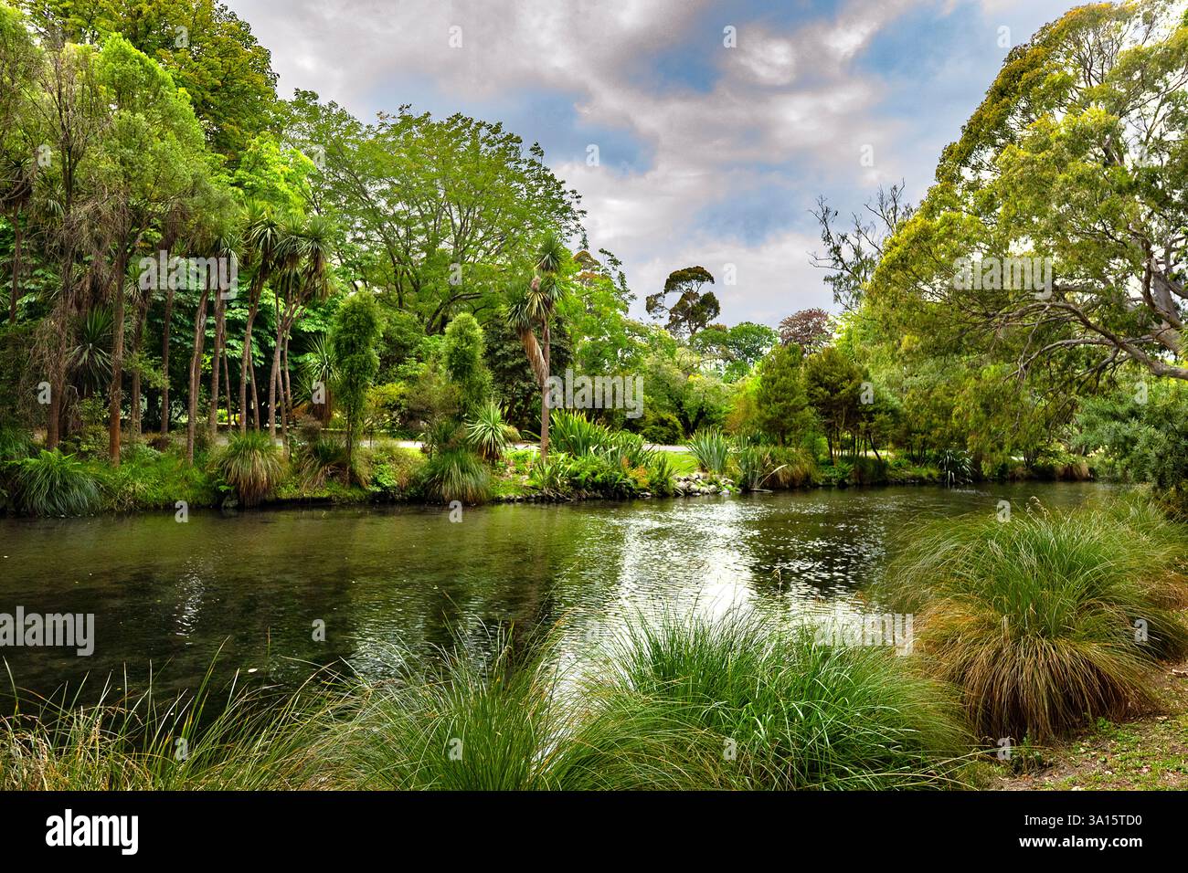 The Avon River Running Through Hagley Park In Christchurch In New ...