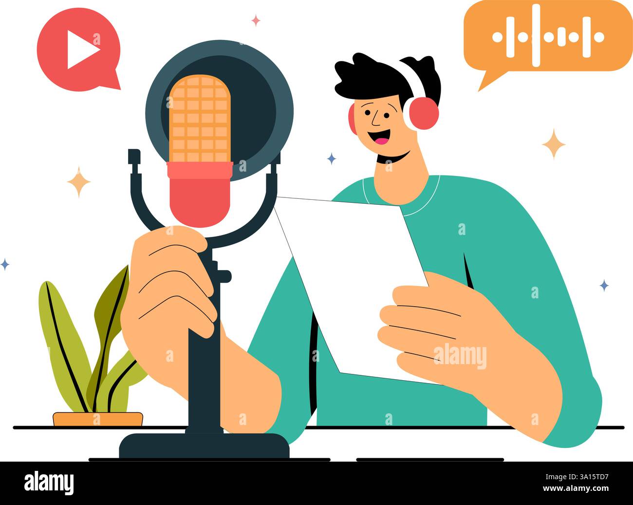 Voice Acting Vector Illustration featuring a Movie Production Cast ...