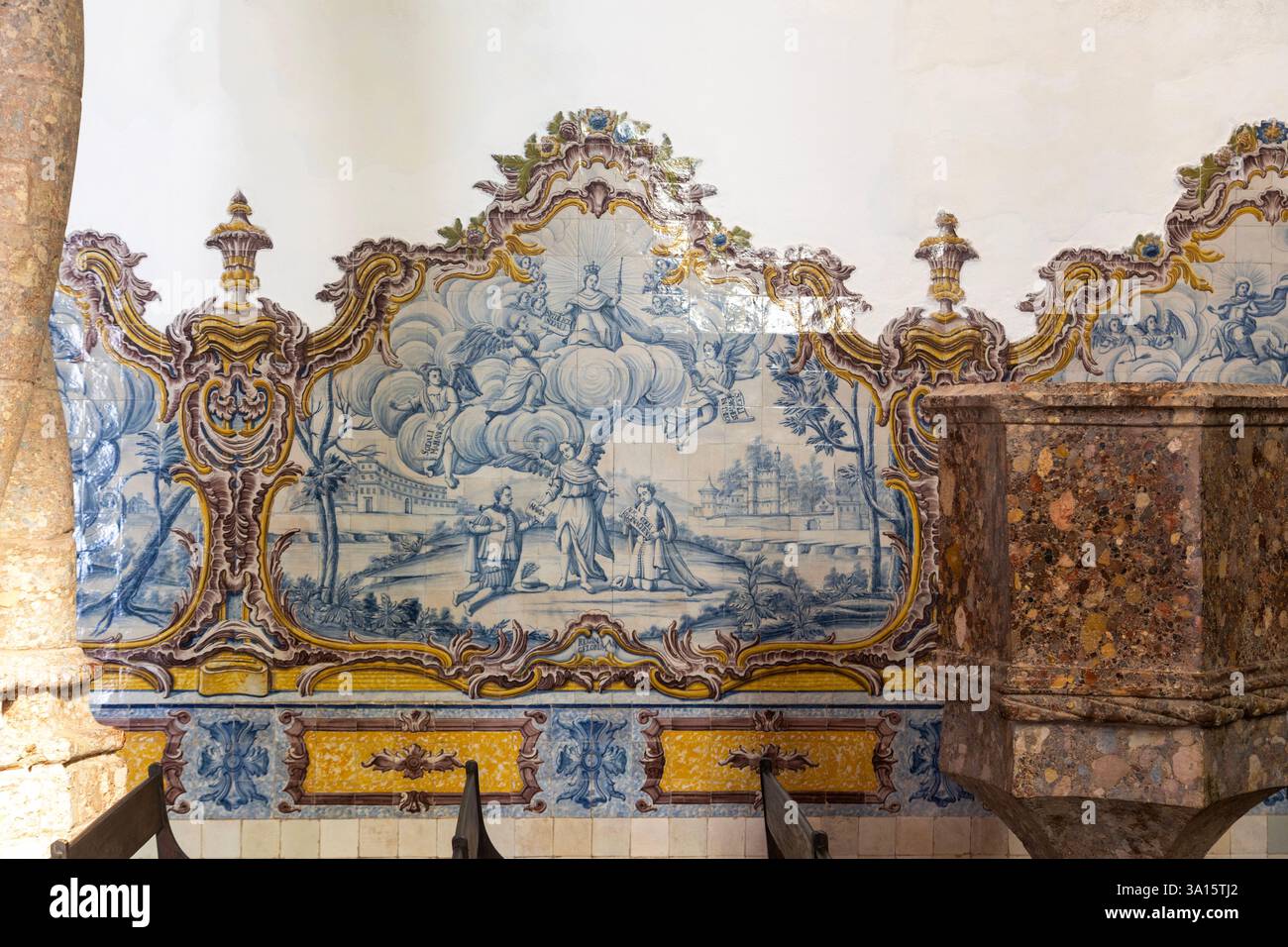 View of the Figurative Tiles covering the walls of the Church of the ...