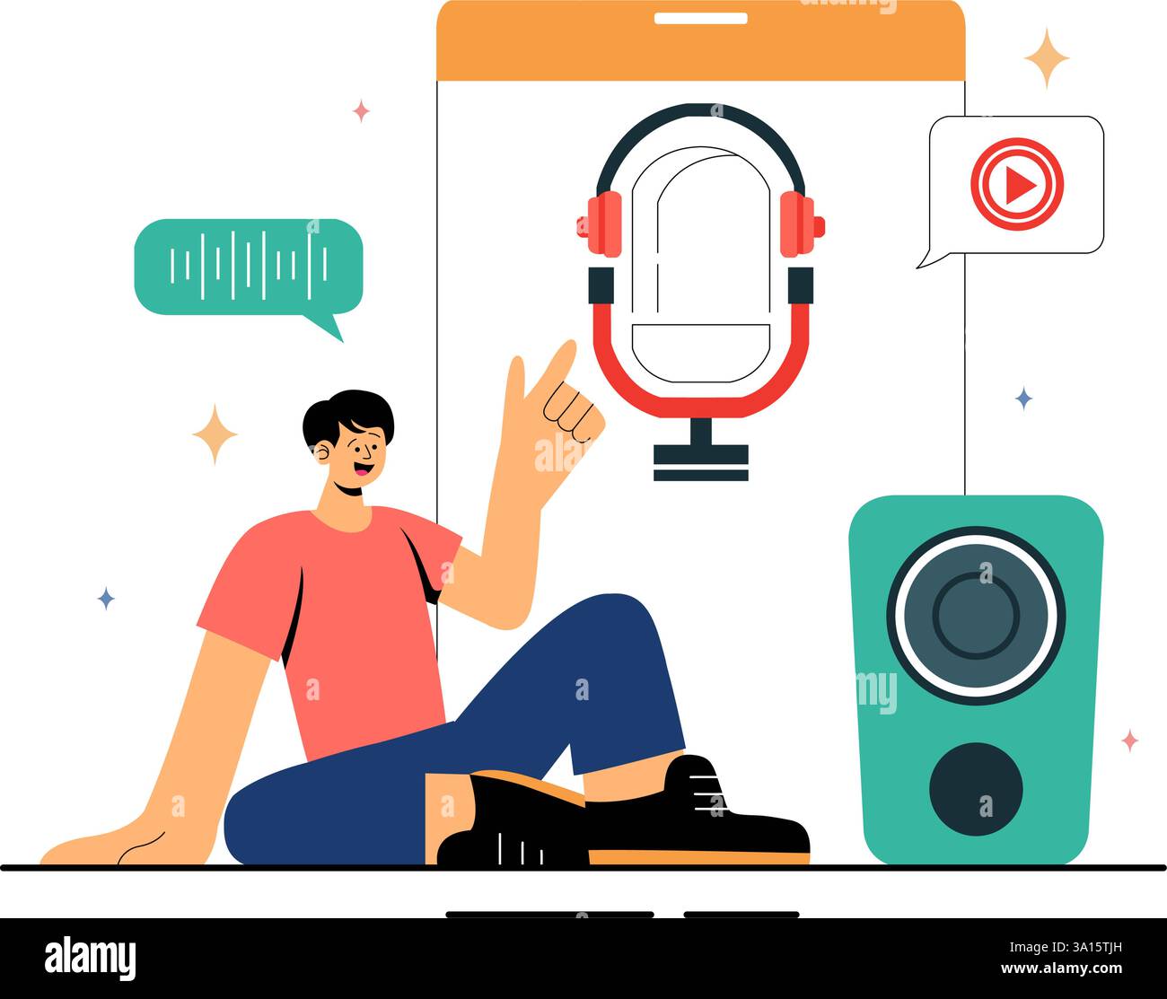 Voice Acting Vector Illustration featuring a Movie Production Cast ...