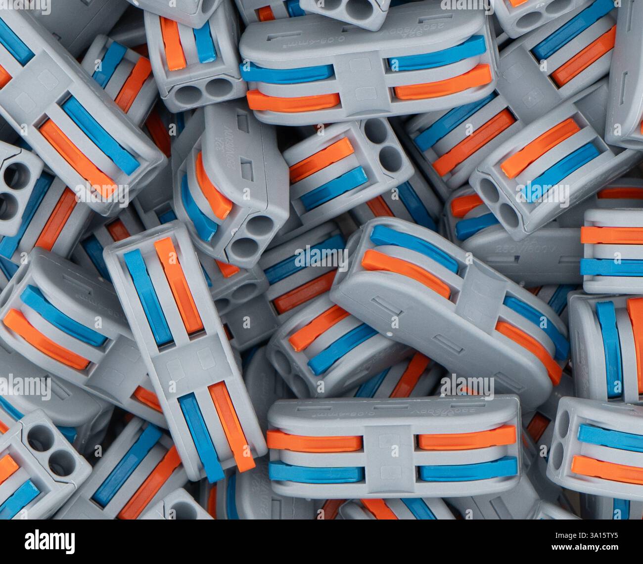 Electric wire connectors terminal strip texture background. White ...