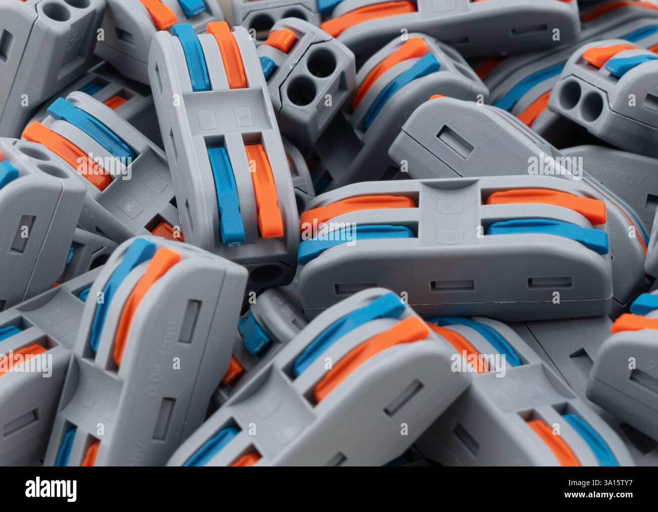 Electric wire connectors terminal strip texture background. White ...