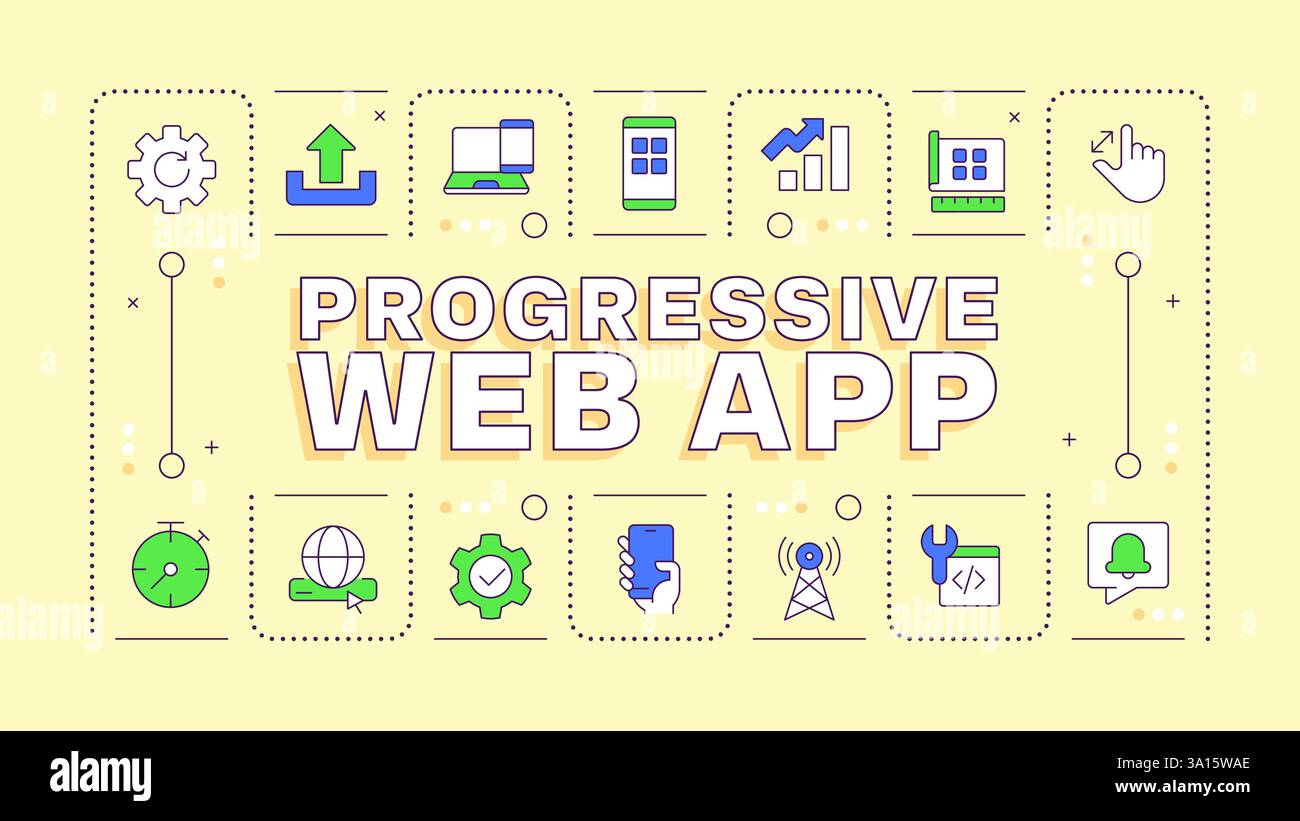 Progressive web app light yellow word concept Stock Vector Image & Art ...