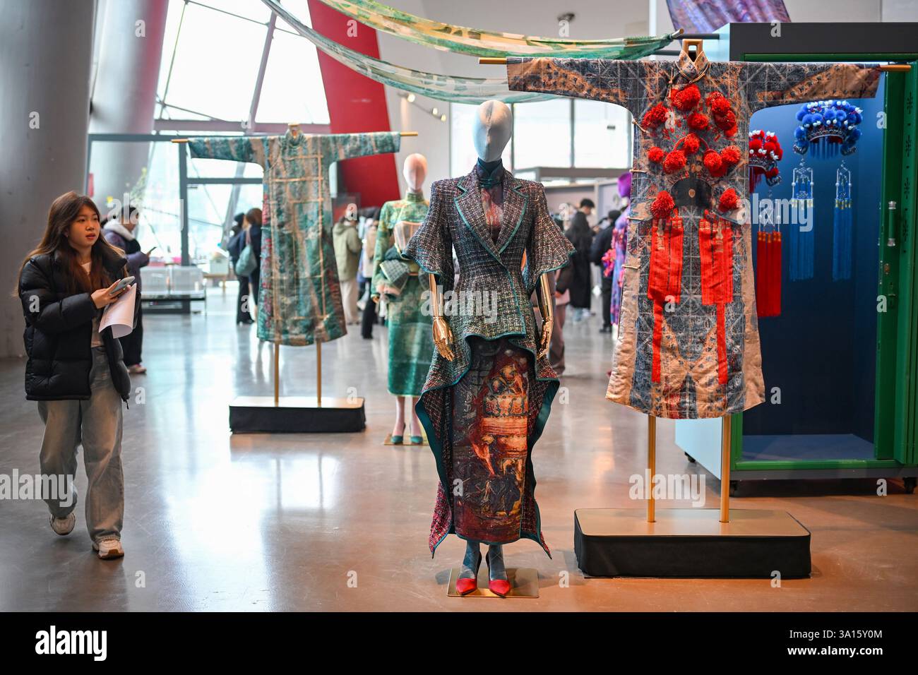 An audience visits the art works from Hong Kong. Nanjing,China.5th ...